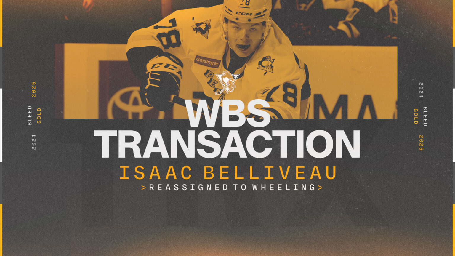 ISAAC BELLIVEAU REASSIGNED TO WHEELING | WBS Penguins