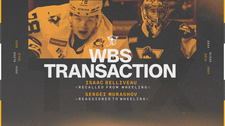 BELLIVEAU RETURNS TO WBS, MURASHOV REASSIGNED TO WHEELING | WBS Penguins