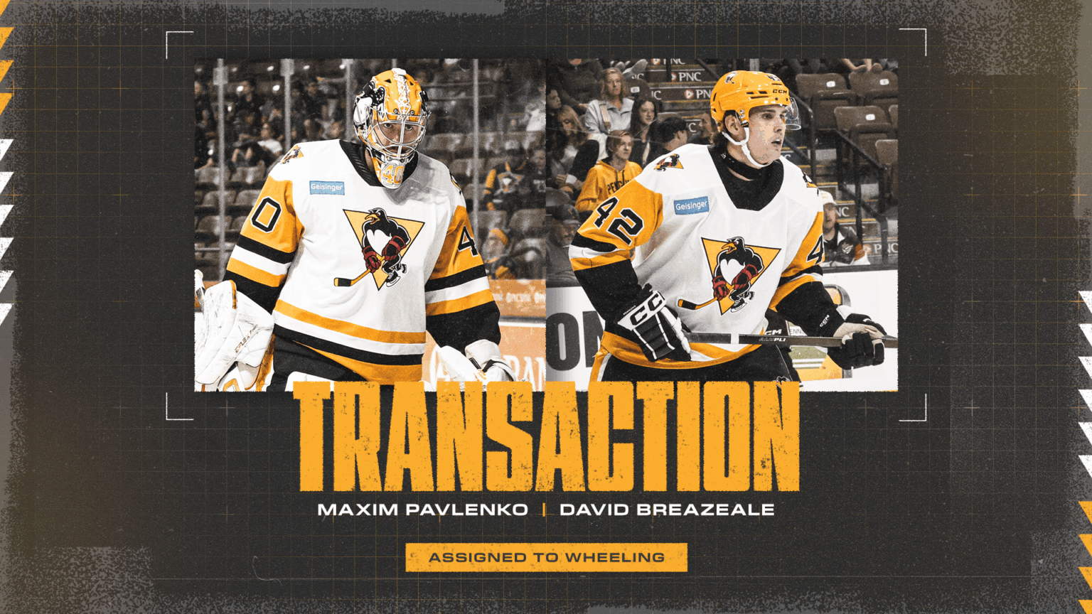 PENGUINS ASSIGN BREAZEALE, PAVLENKO TO WHEELING | WBS Penguins